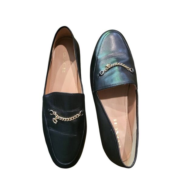 Coach | Shoes | Coach Loafers Womens 95 Black Hanna Chain Accent ...